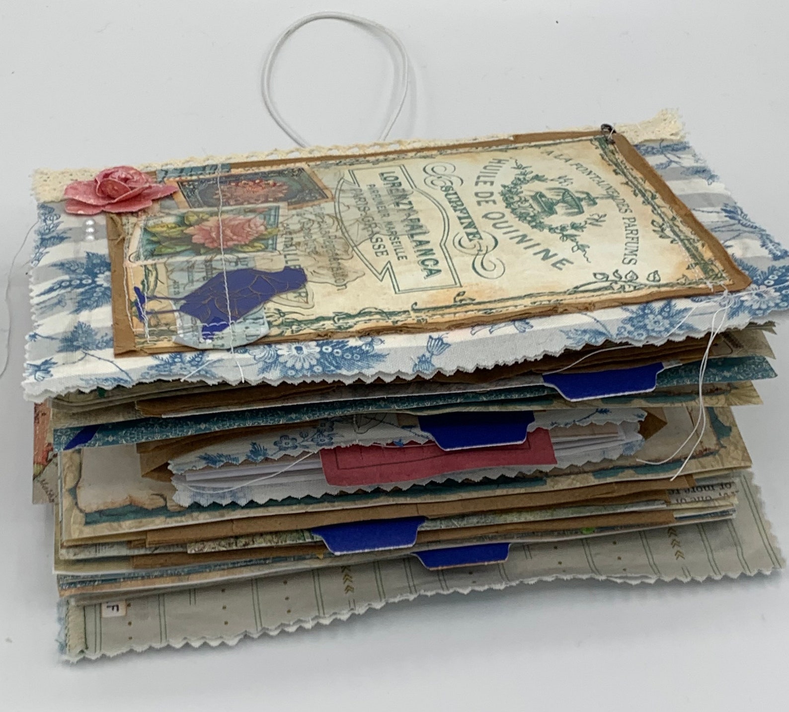 Blue Fabric Junk Journal Handmade-vintage -writing Journal - Scrapbook ...