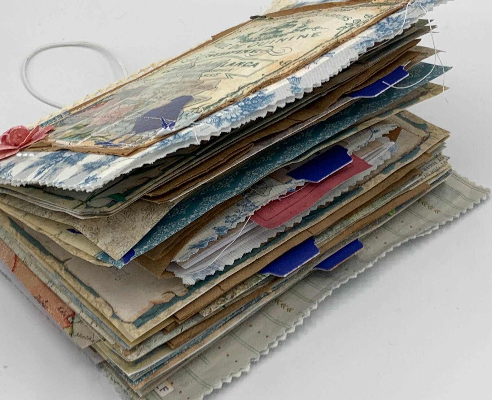 Blue Fabric Junk Journal Handmade-vintage -writing Journal - Scrapbook ...