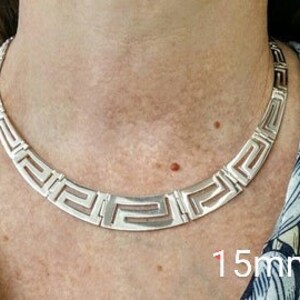 Greek Key Necklace in Sterling Silver 925, Tapered Greek Meander ...