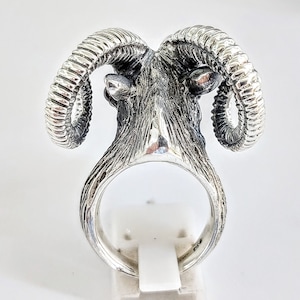 Large Ram Head Ring in Sterling Silver 925, Ram Jewelry, Silver Ram ...
