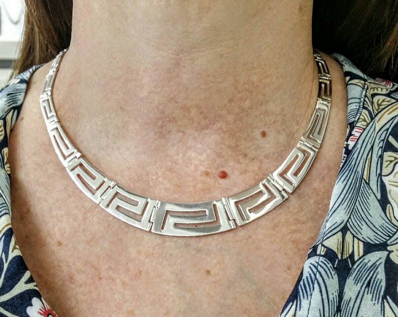 Greek key necklace in sterling silver 925 symbol of eternity. | Etsy