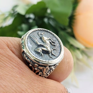 Silver Pegasus Ring Winged Horse Mythical Symbol - Etsy