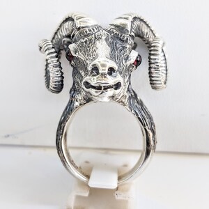Large Ram Head Ring in Sterling Silver 925, Ram Jewelry, Silver Ram ...