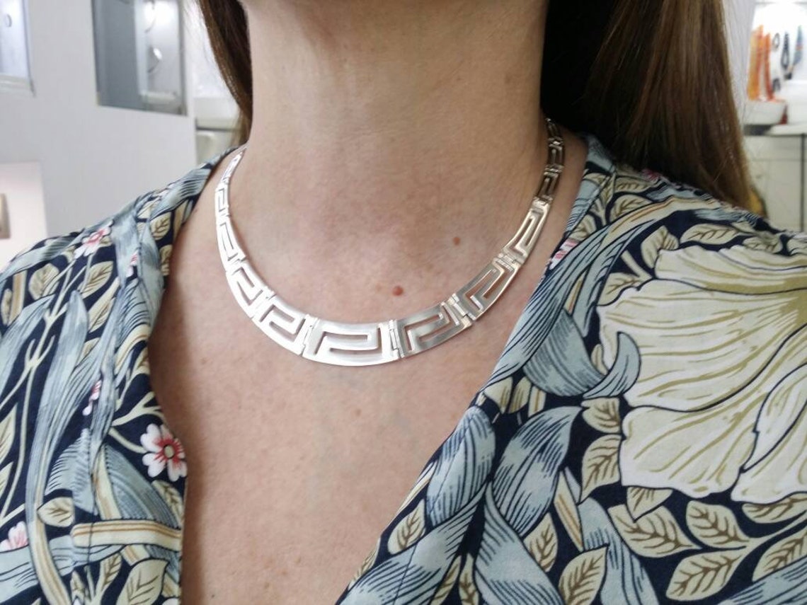 Greek key necklace in sterling silver 925 symbol of eternity. | Etsy