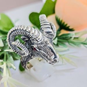 Large Ram Head Ring in Sterling Silver 925, Ram Jewelry, Silver Ram ...