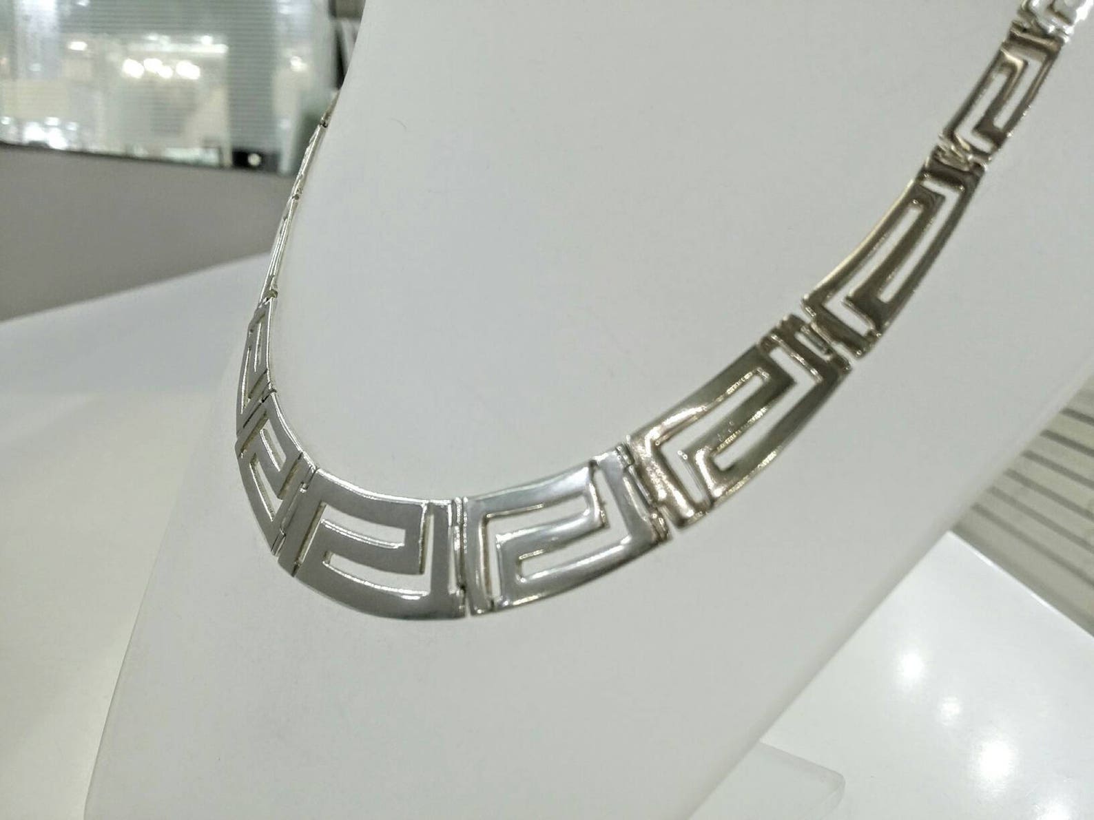 Greek key necklace in sterling silver 925 symbol of eternity. | Etsy