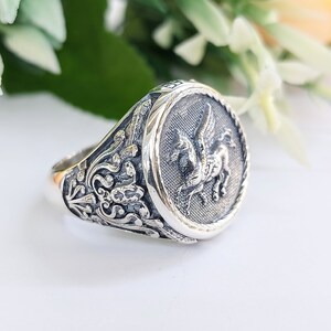 Silver Pegasus Ring Winged Horse Mythical Symbol - Etsy