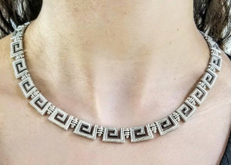 Greek Key Necklace in Solid Silver 925 Greek Meander | Etsy