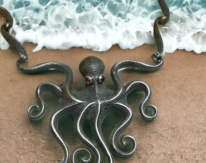 Copper Octopus With Sterling Silver Eyes Pendant, One of a Kind Kraken ...