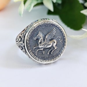 Silver Pegasus Ring Winged Horse Mythical Symbol - Etsy
