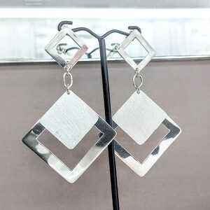 Elegant Dangle Square Earrings in Sterling Silver 925 - Etsy