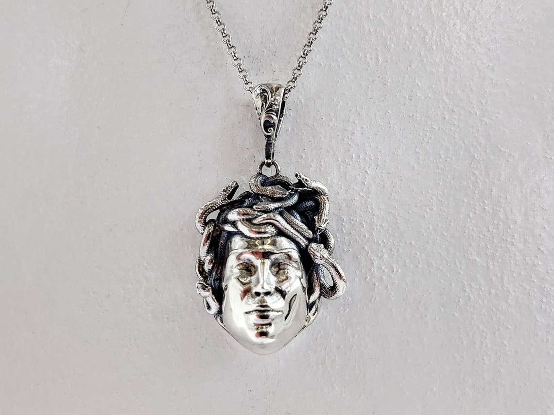 Medusa Pendant in Sterling Silver 925, Greek Mythology Jewelry - Etsy