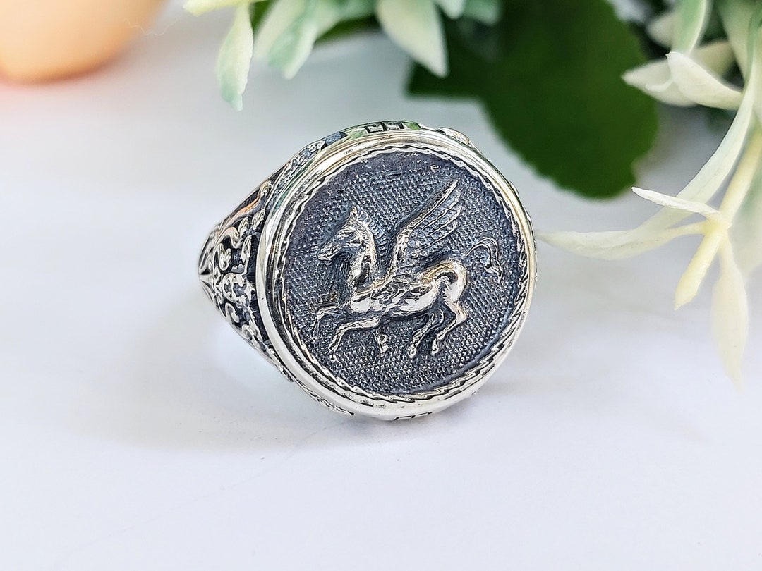 Silver Pegasus Ring Winged Horse Mythical Symbol - Etsy