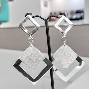 Elegant Dangle Square Earrings in Sterling Silver 925 - Etsy