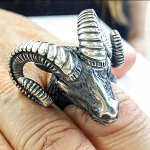 Large Ram Head Ring in Sterling Silver 925, Ram Jewelry, Silver Ram ...