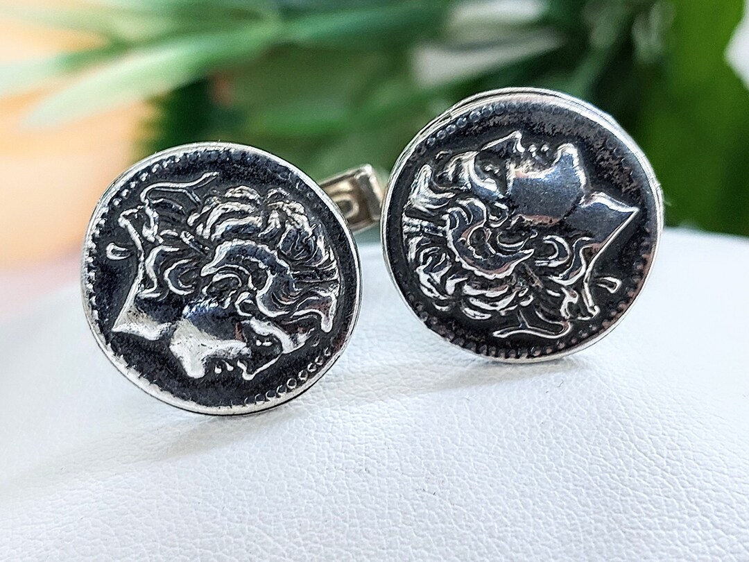 Alexander the Great Coin Cufflinks in Sterling Silver 925, Cufflinks ...