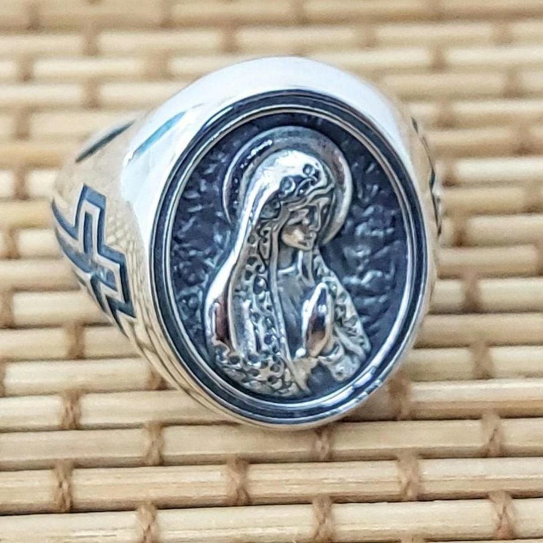 Virgin Mary Ring in Sterling Silver 925, Religious Jewelry, Mother Mary ...