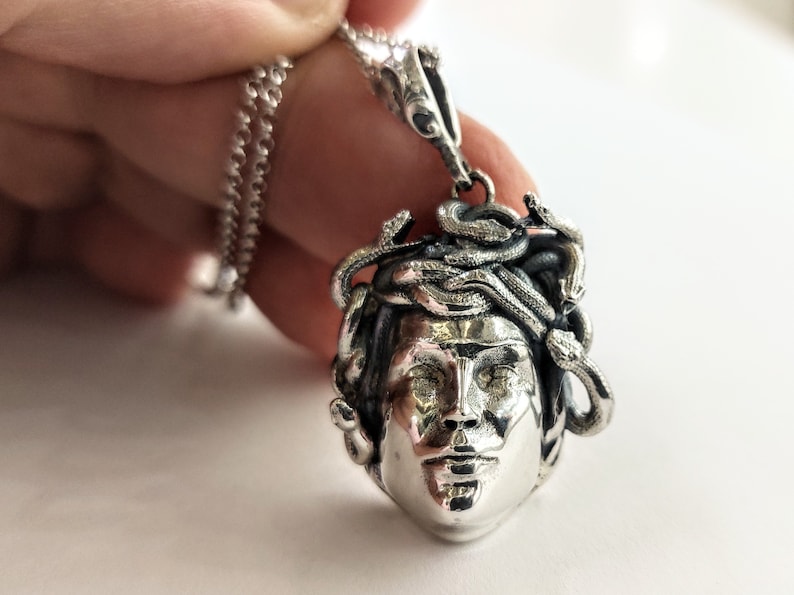 Medusa Pendant in Sterling Silver 925, Greek Mythology Jewelry - Etsy