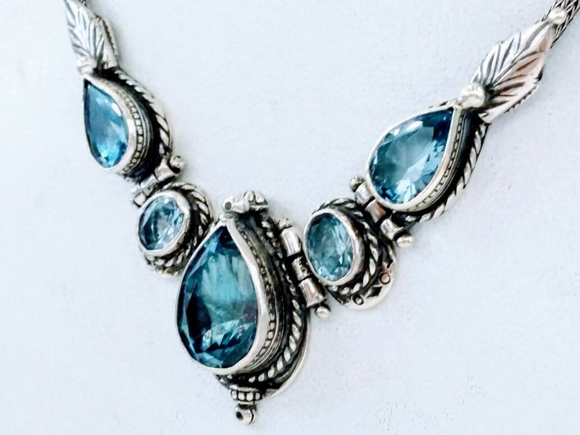 Blue topaz necklace in solid sterling silver 925. | Etsy