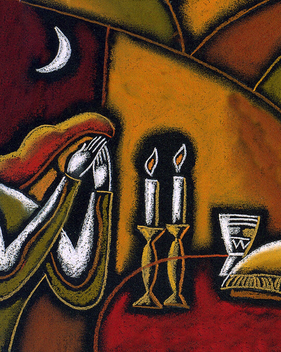 Shabbat Shalom Stretched Jewish Home Wall Decor Canvas Print Abstract ...