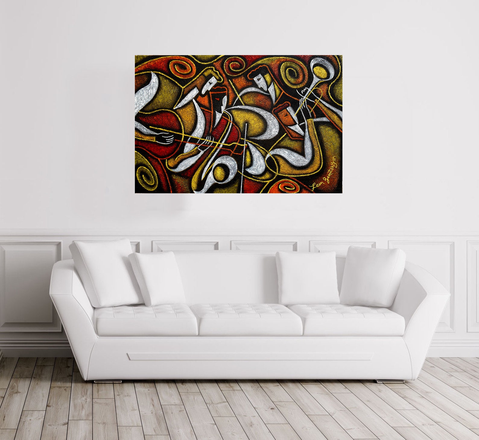 Large Wall Home Decor Jazz Music Canvas Abstract Stretched - Etsy
