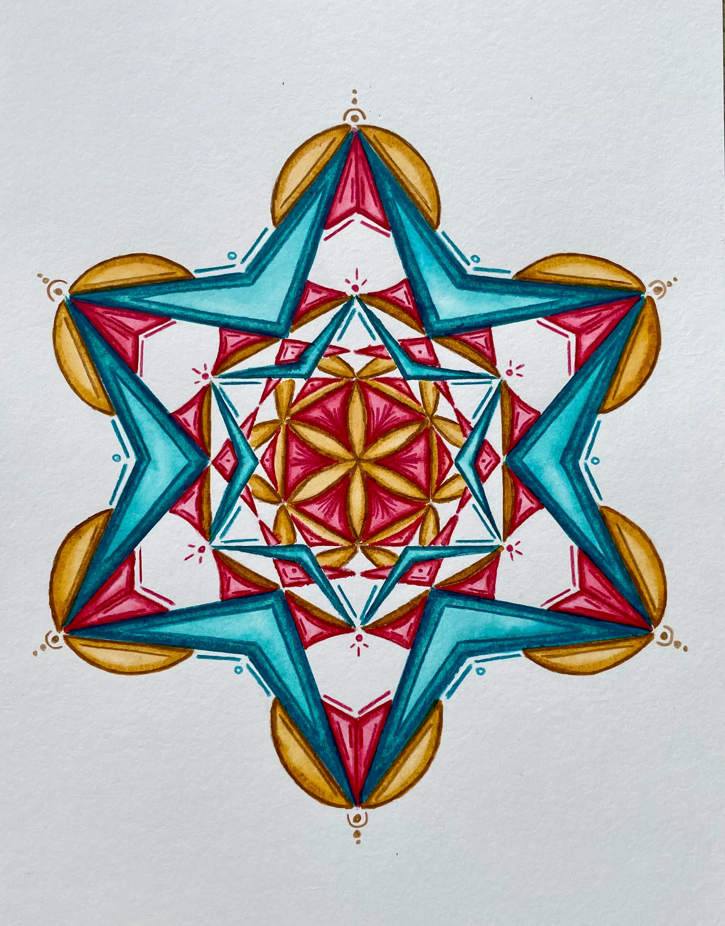 Metatron Cube. Sacred Geometry. Original. Watercolor and Pencil. - Etsy
