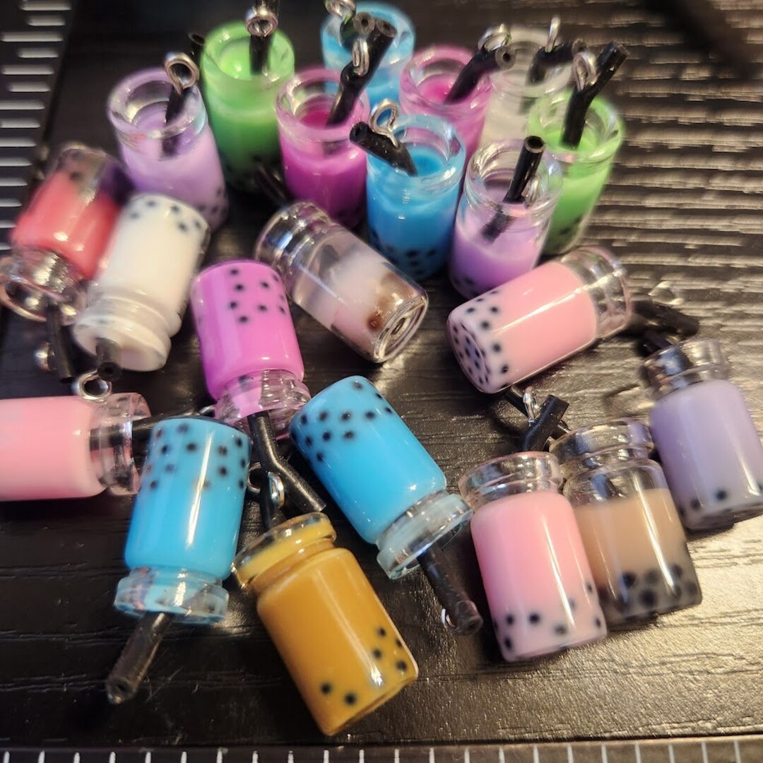 10 Pcs Boba Pearl Drink Charms - Milk Tea Pendants - Bubble Tea Charm ...