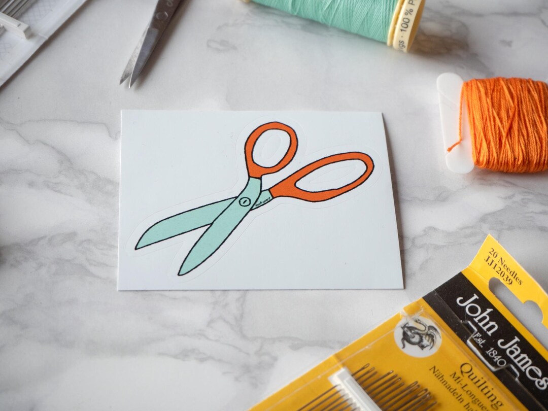 Sewing Scissors Sticker, Crafter Sticker, Scrapbooker Sticker, Orange ...