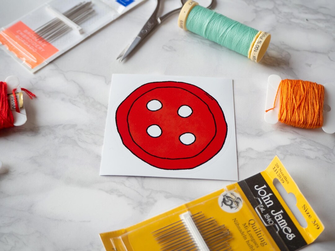 Red Button Sticker, Stickers for Crafters, Gifts for Sewing Lovers ...