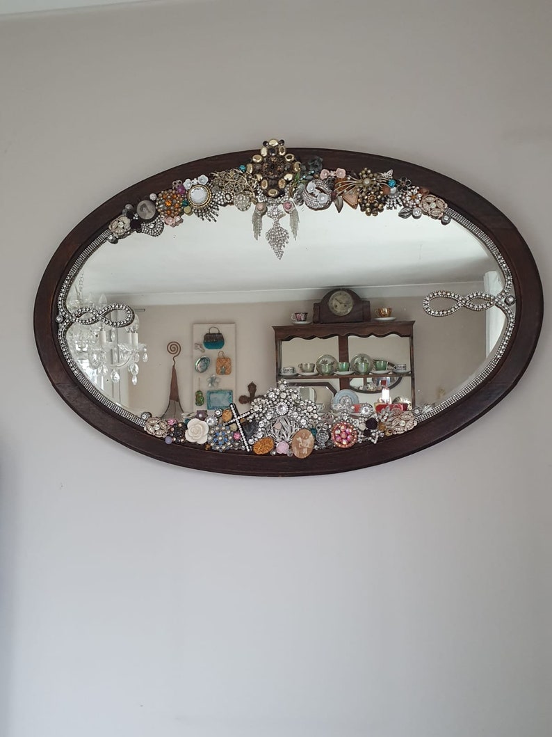 Jewelled Vintage Mirror Handcrafted With Upcycled & Vintage Jewellery ...