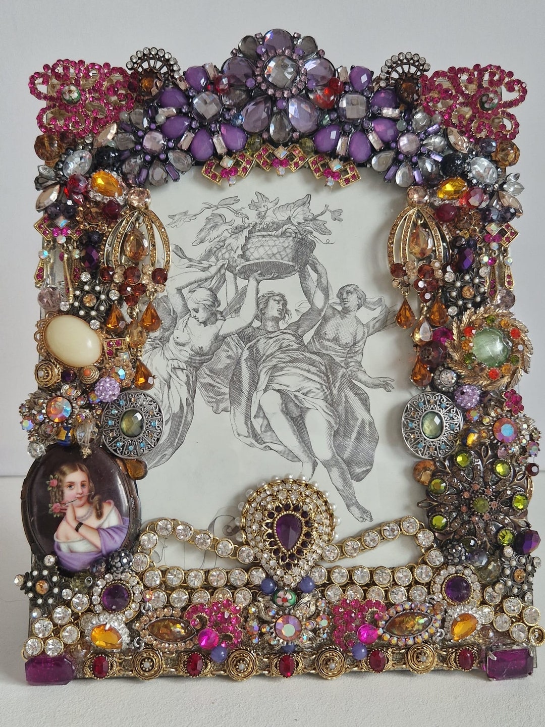 Jewelled Vintage Photo Picture Frame, Handcrafted With Upcycled ...