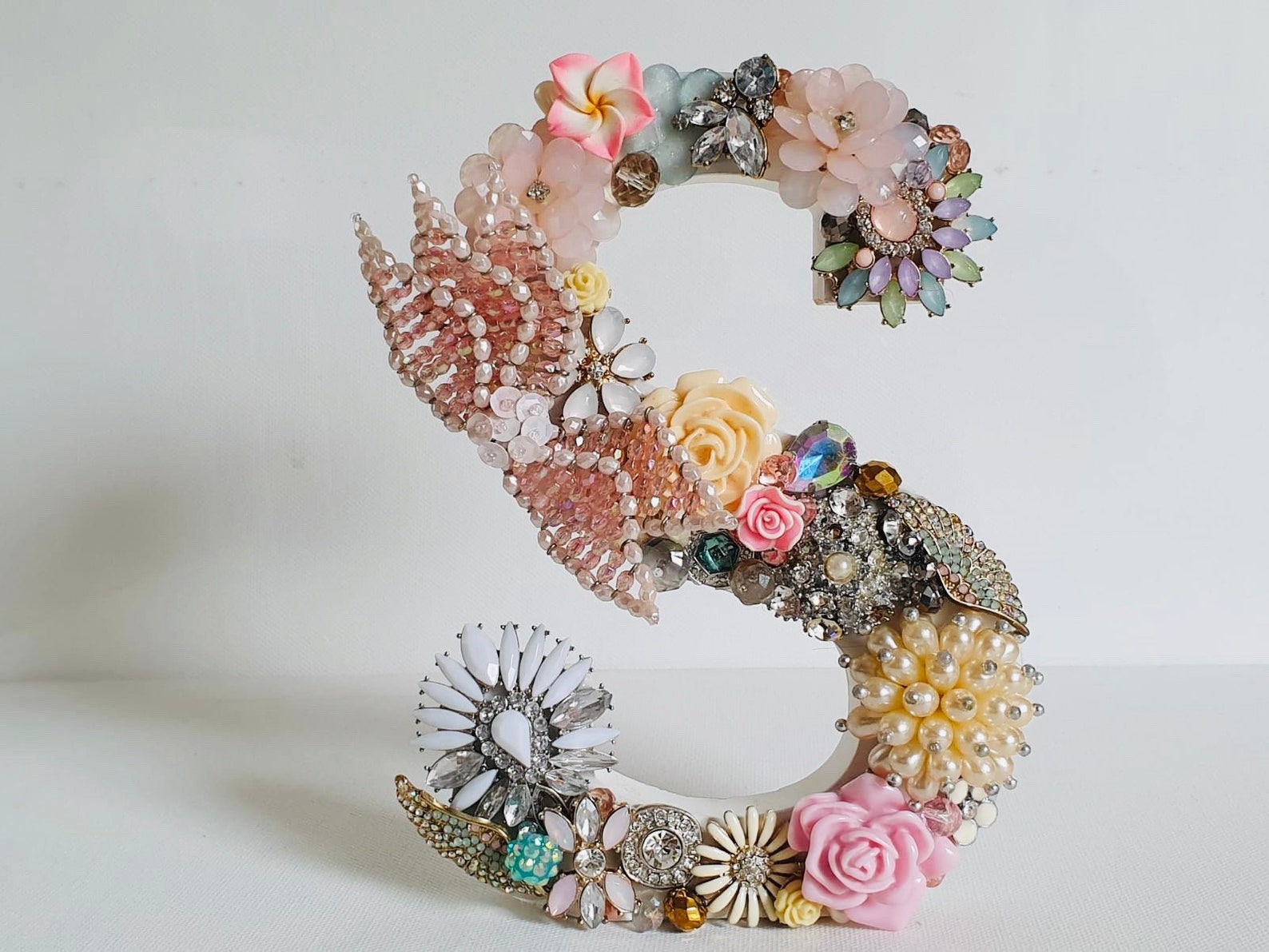 Jewelled Wooden Letter 'S’, Handcrafted With Upcycled and Vintage ...