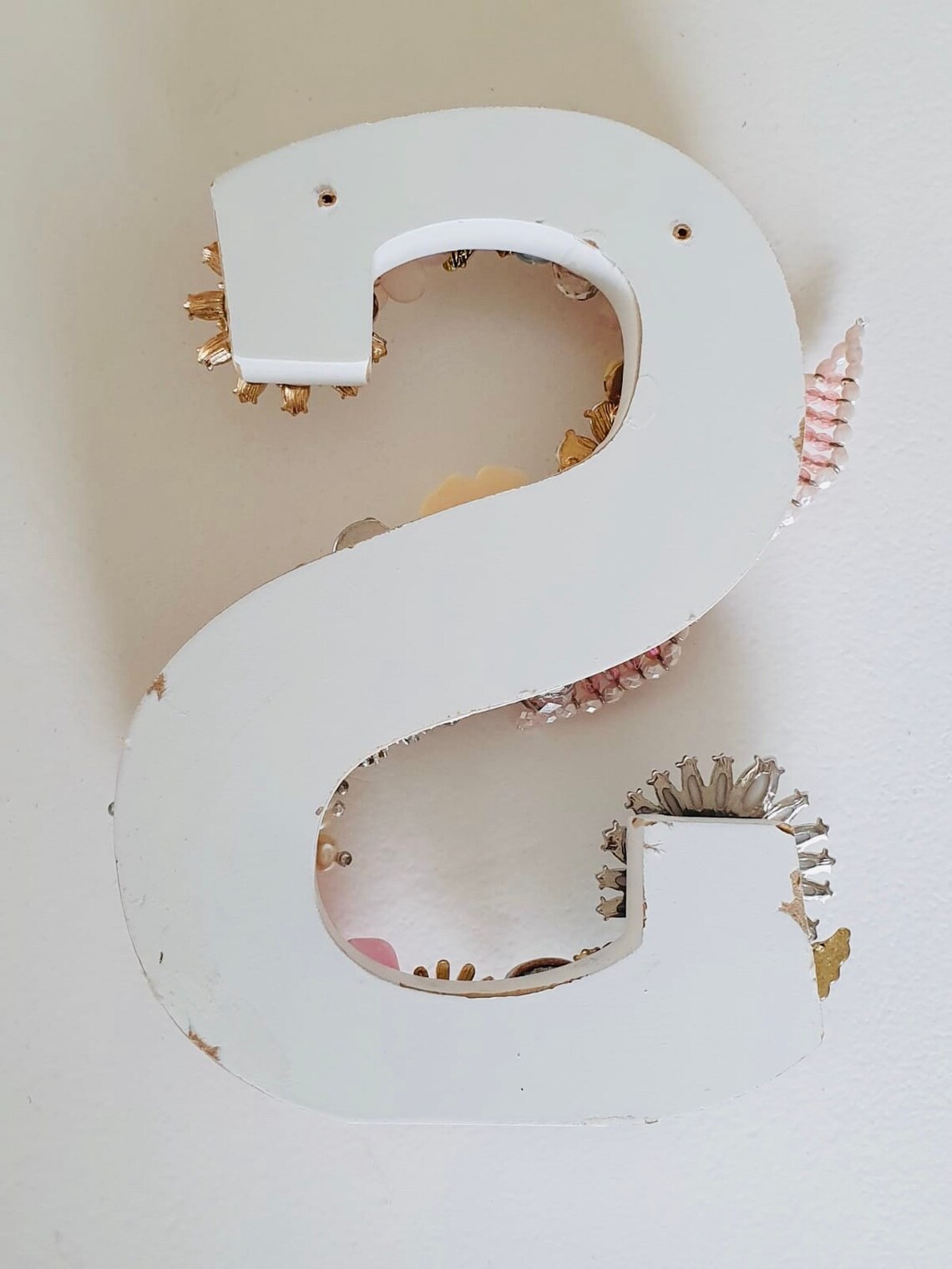 Jewelled Wooden Letter 'S’, Handcrafted With Upcycled and Vintage ...