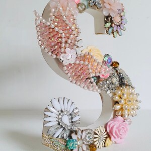 Jewelled Wooden Letter 'S’, Handcrafted With Upcycled and Vintage ...
