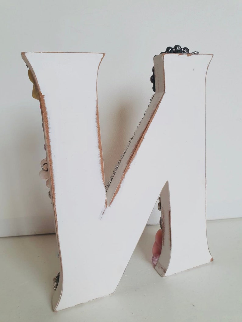 Jewelled Wooden Letter N Handcrafted With Upcycled and | Etsy