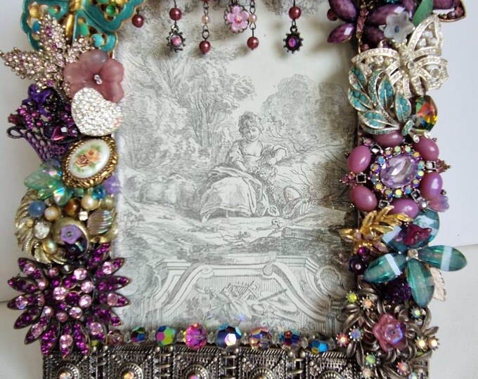 Jewelry / Jeweled Multi Color Flower Bouquet Framed Art Picture - Etsy