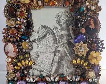 Jewelled Photo Picture Frame, Handcrafted With Upcycled & Vintage ...