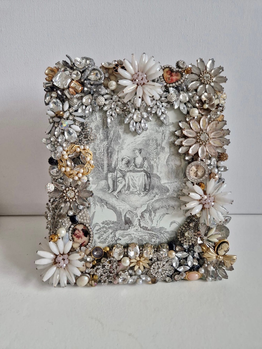 Jewelled Photo Picture Frame, Handcrafted With Upcycled & Vintage ...