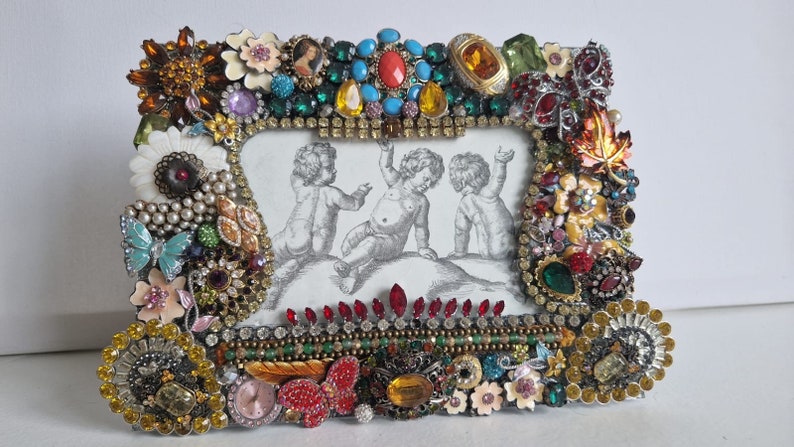 Jewelled Photo Picture Frame, Handcrafted With Upcycled & Vintage ...