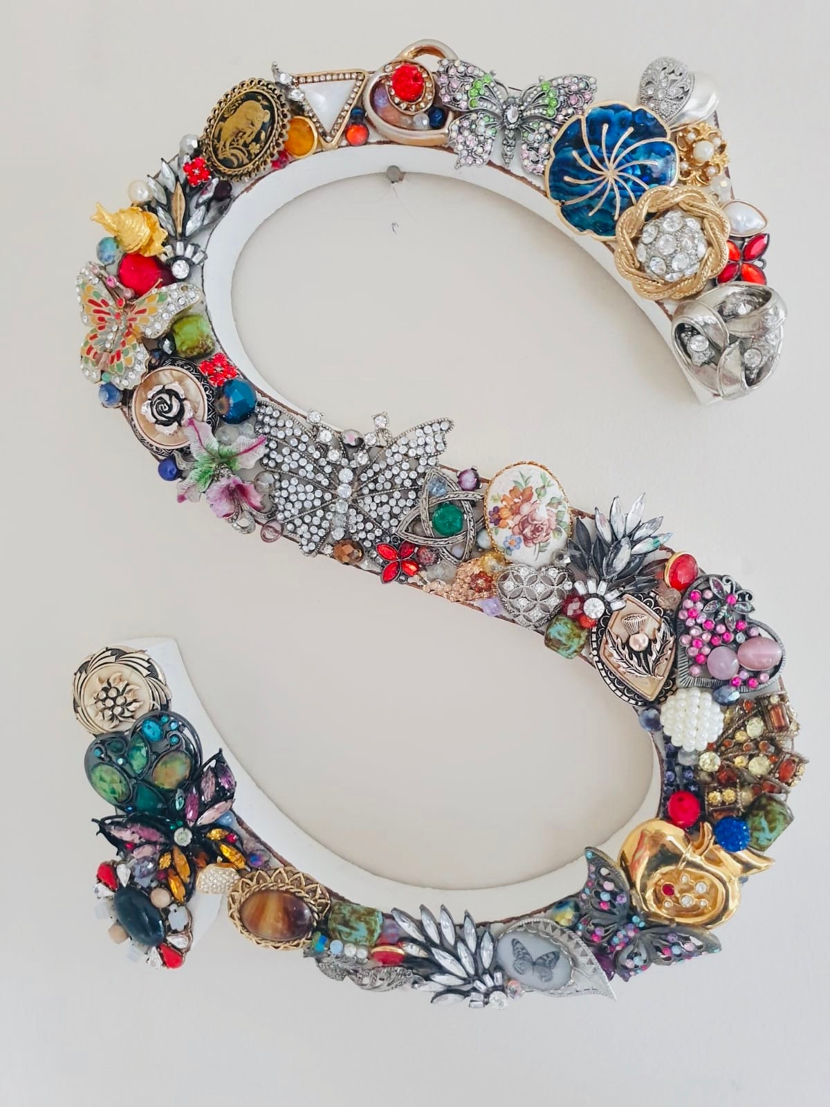 Jewelled Large Hanging Wooden Letter 'S’, Handcrafted With Upcycled ...