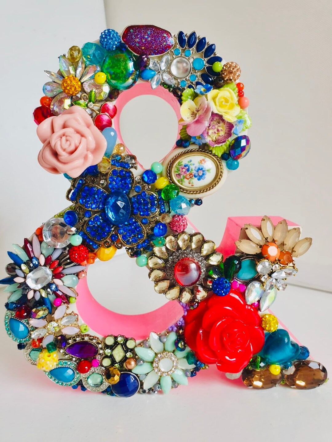 Jewelled Wooden Letter '&’, Handcrafted With Upcycled and Vintage ...