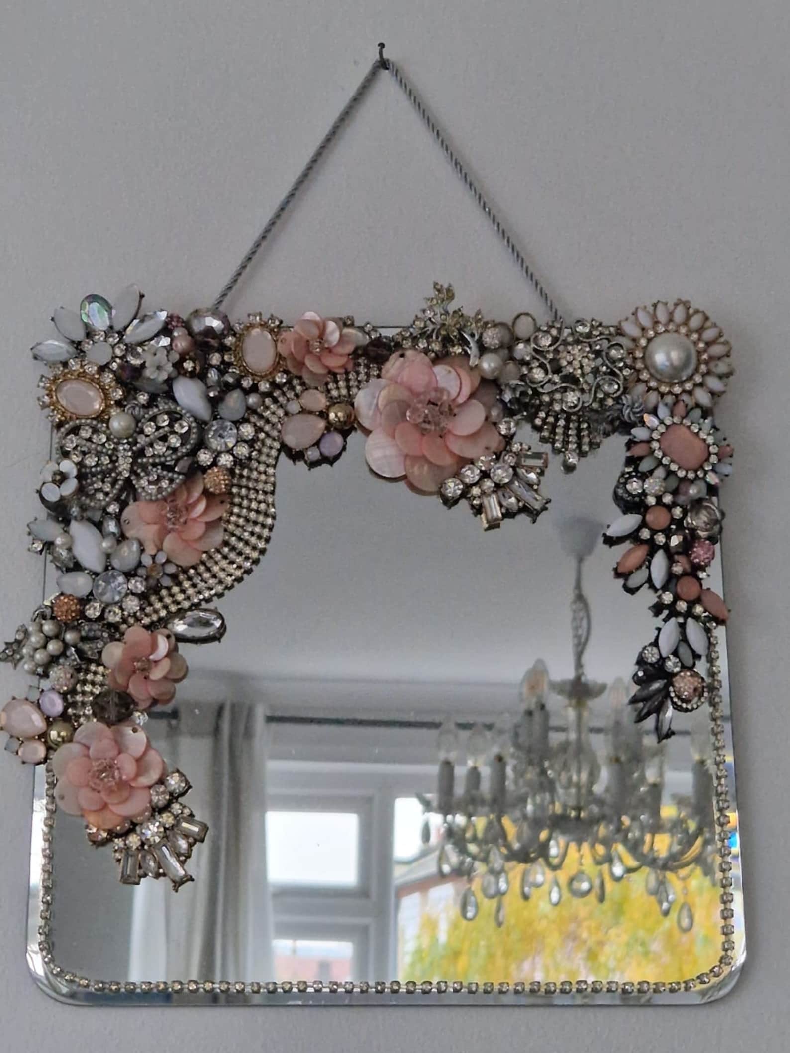 Jewelled Mirror, Handcrafted With Upcycled & Vintage Jewellery, Jeweled ...