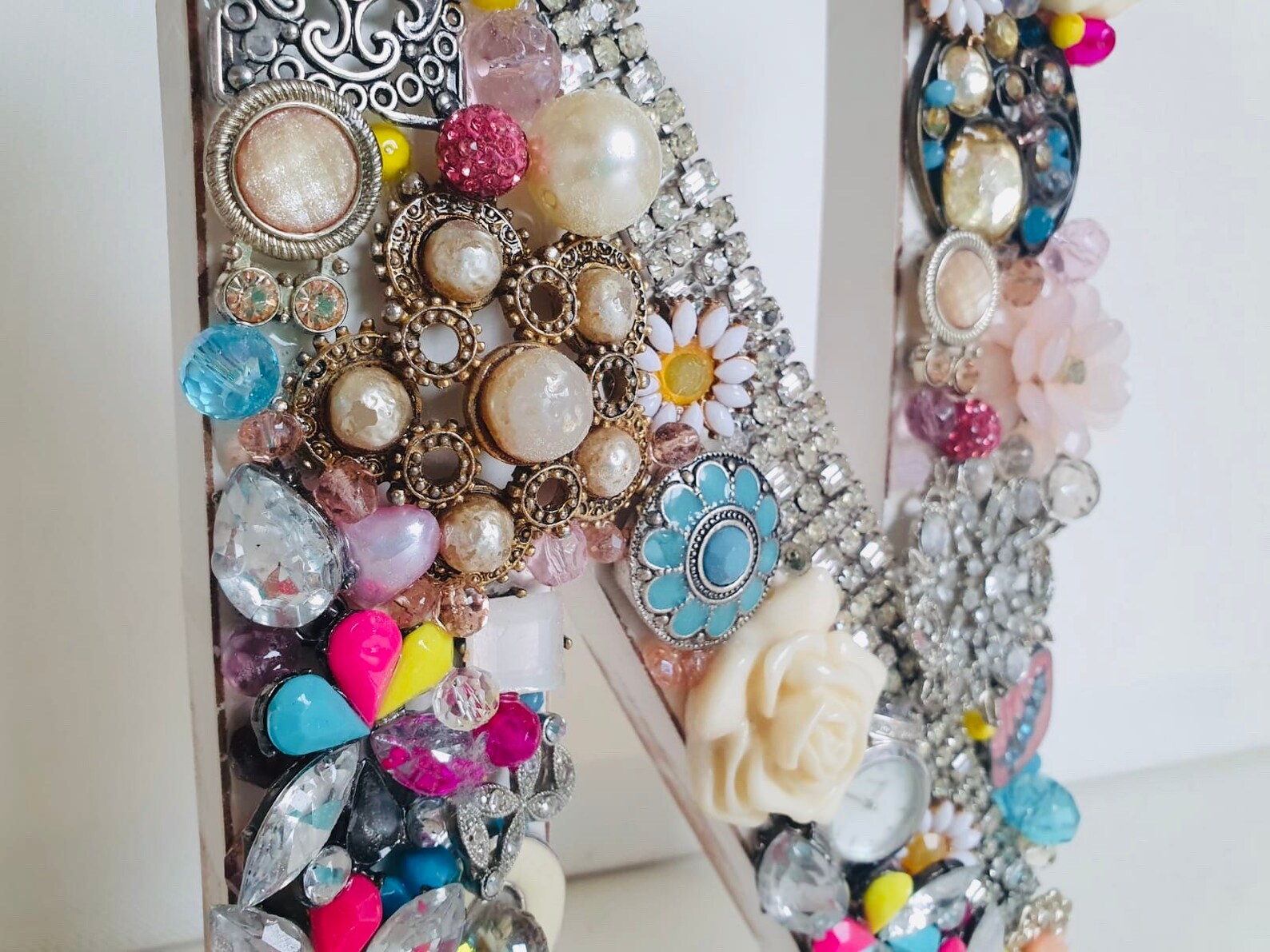 Jewelled Wooden Letter N Handcrafted with Upcycled And | Etsy