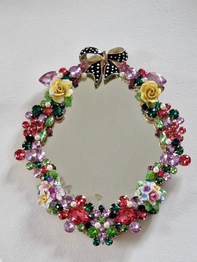 Jewelled Mirror, Handcrafted With Upcycled & Vintage Jewellery, Jeweled ...