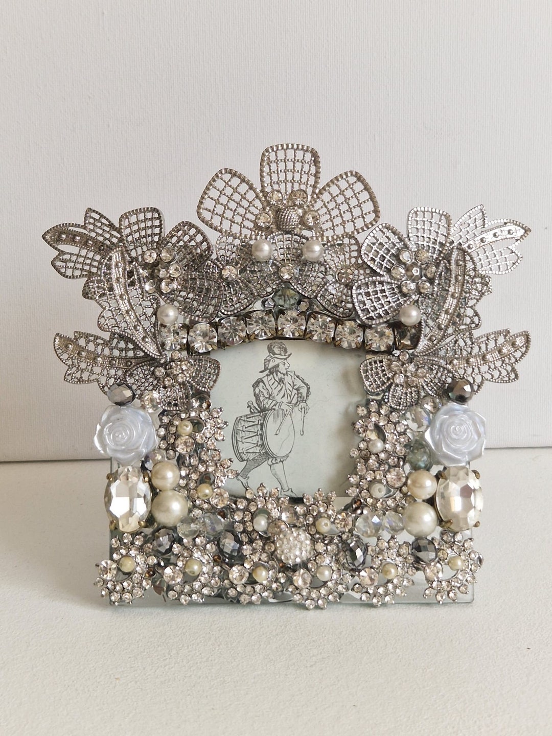 Jewelled Small Picture Frame, Handcrafted With Upcycled & Vintage ...