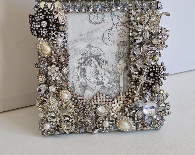 Jewelled Photo Picture Frame, Handcrafted With Upcycled & Vintage ...
