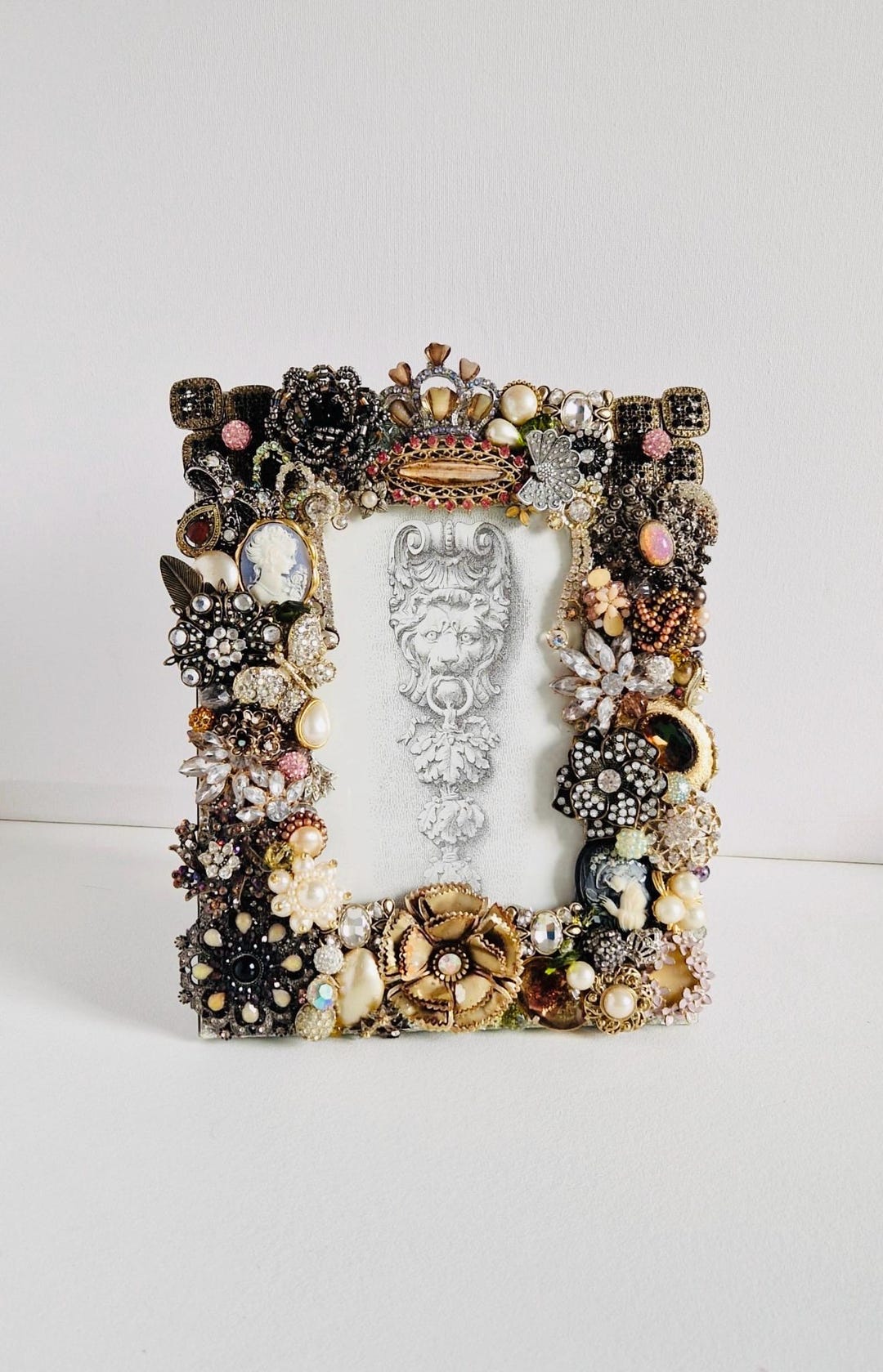 Jewelled Vintage Flower, Cameo Photo Picture Frame, Handcrafted With ...