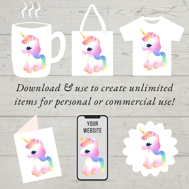 Glowing Neon Unicorn Clipart Bundle, Cute Unicorn Cartoon PNG ...
