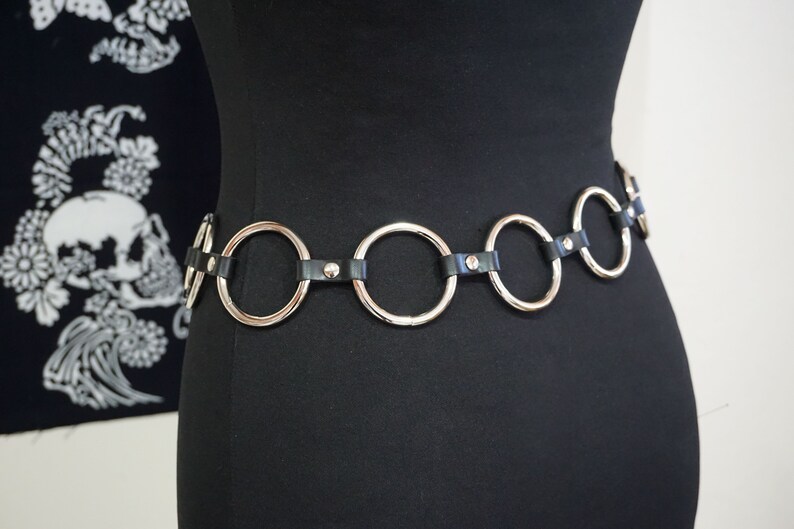 Multiple Rings Belt, Black / Red / White Leather, Patent Black / Red ...