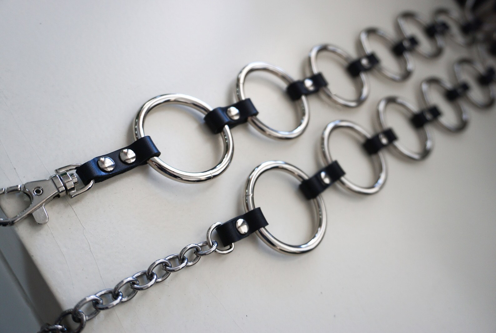 Multiple Rings Belt, Black / Red / White Leather, Patent Black / Red ...